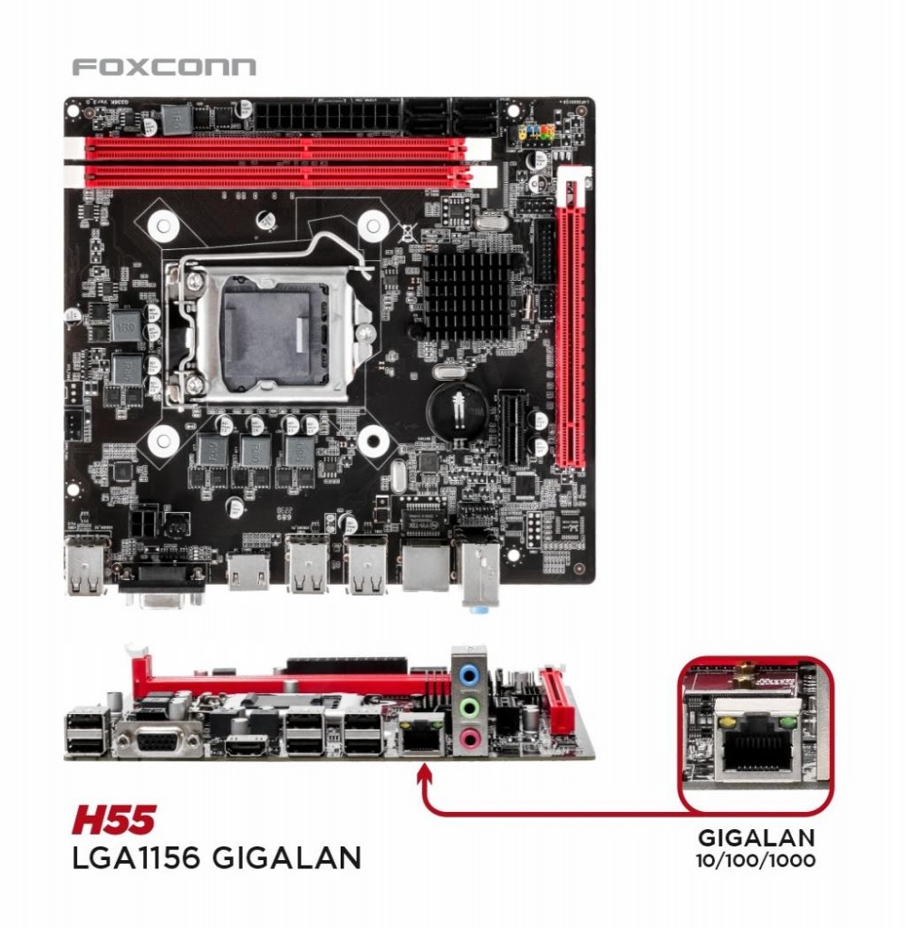 Placa Mae Intel (1150) FOXCONN H55 GIGALAN/HDMI - Intel