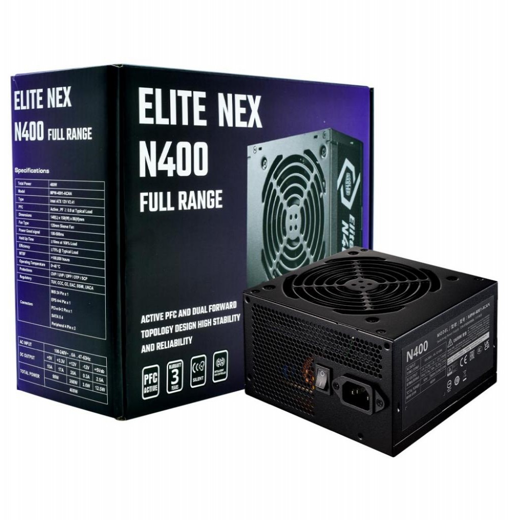 Fonte 400w Cooler Master Elite Nex N400 (MPW-4001-ACAN-BUS) - Cooler Master
