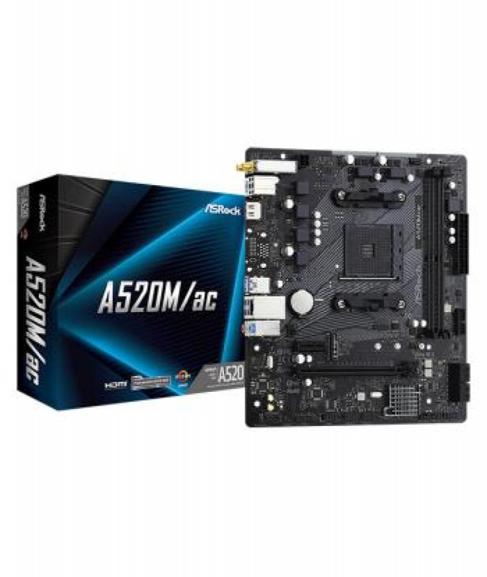 Placa Mãe Asrock A520M/AC Wifi+Bluetooth AMD (AM4) MB - Asrock